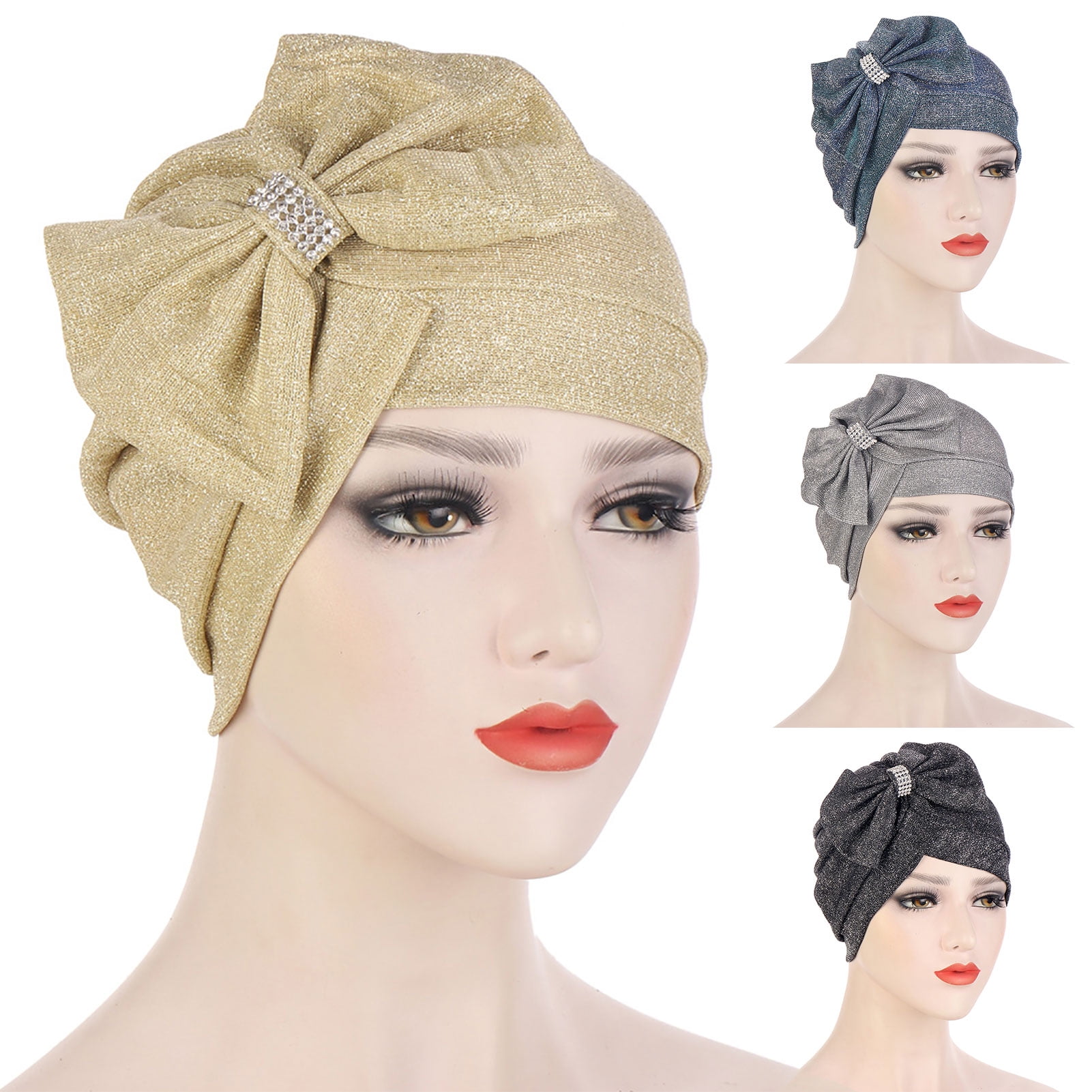 SPRING PARK Large Bow Head Wrap Sleep Cap Women Solid Color Head Wrap ...