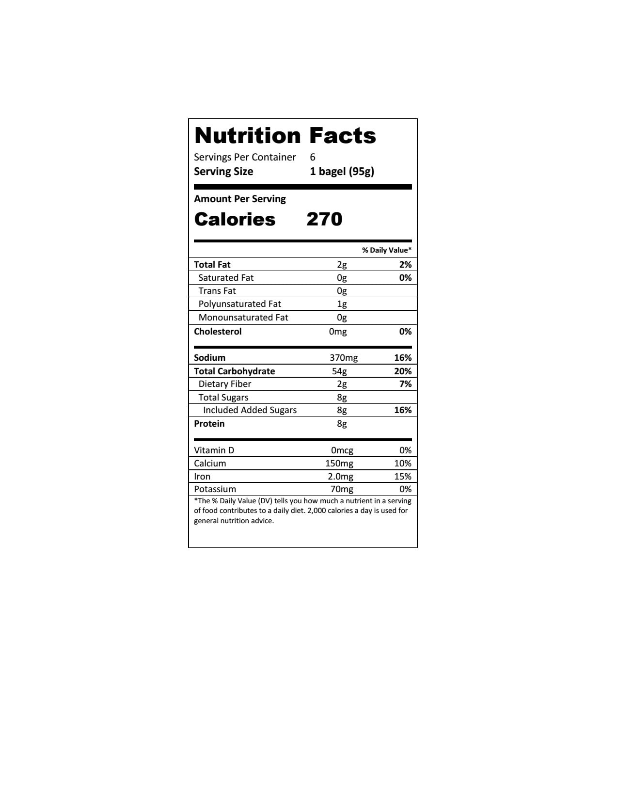 Blueberry Bagel Nutrition Label | Besto Blog