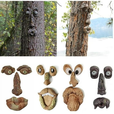 6-Piece Tree Face Set Whimsical Outdoor Garden Decoration by Hilarious ...