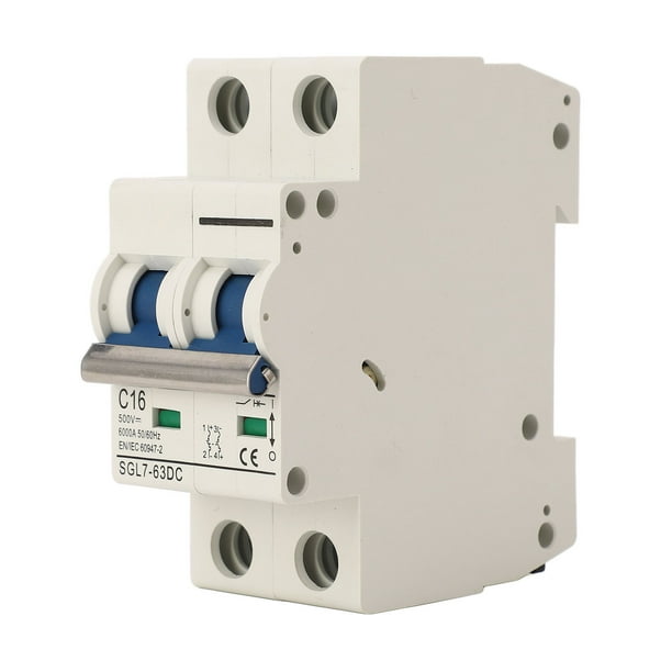 Disyuntor de CC 2P 16A Protección contra sobrecarga Montaje en carril DIN Disyuntor en miniatura ...