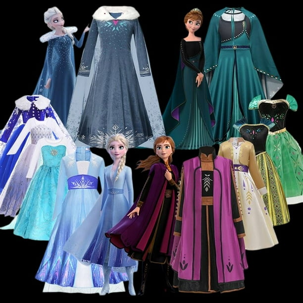 Princess Dress Elsa Frozen Girls Disney Clothing Sequins Fancy Cosplay ...