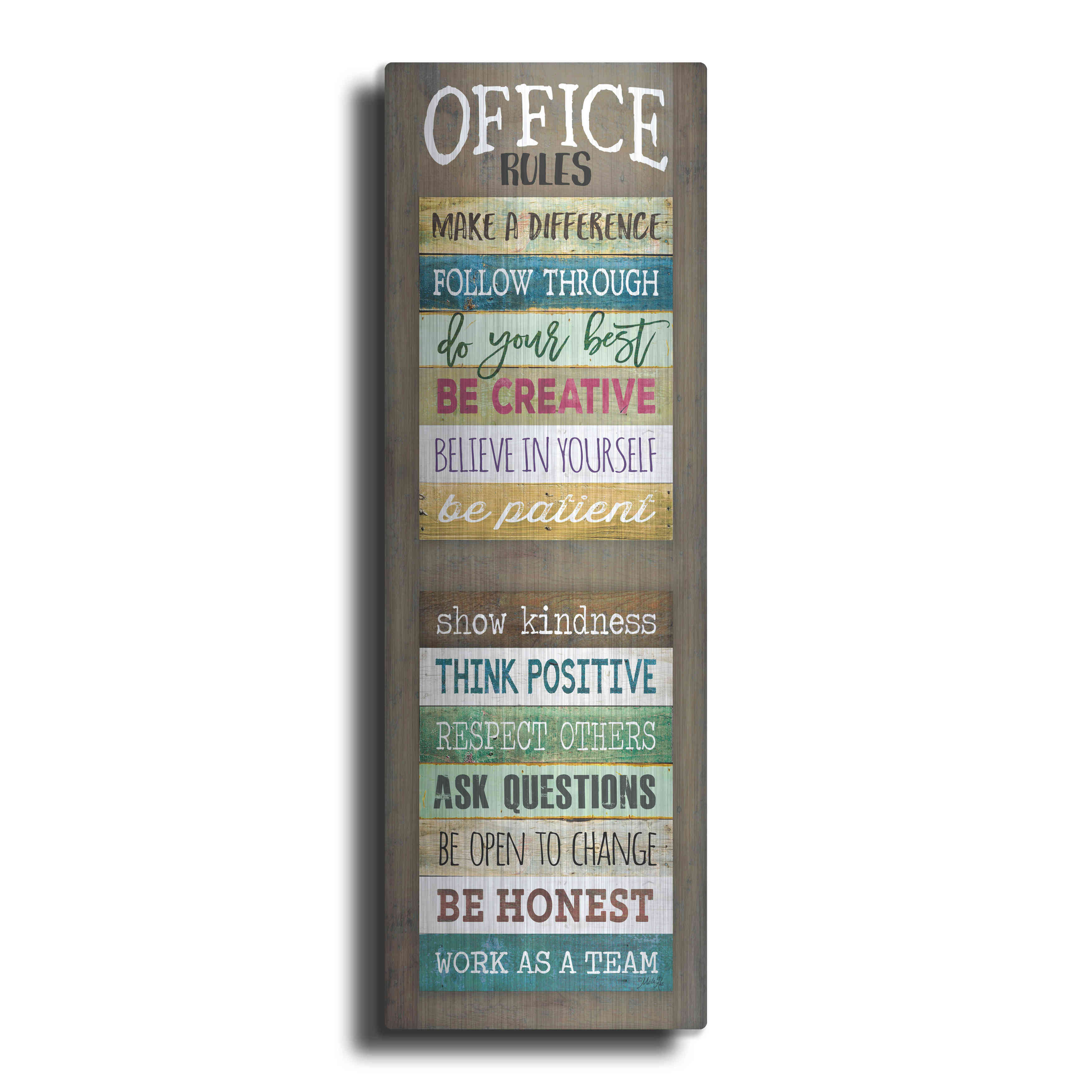 Luxe Metal Art 'Office Rules' by Marla Rae, Metal Wall Art, 12"x36 ...