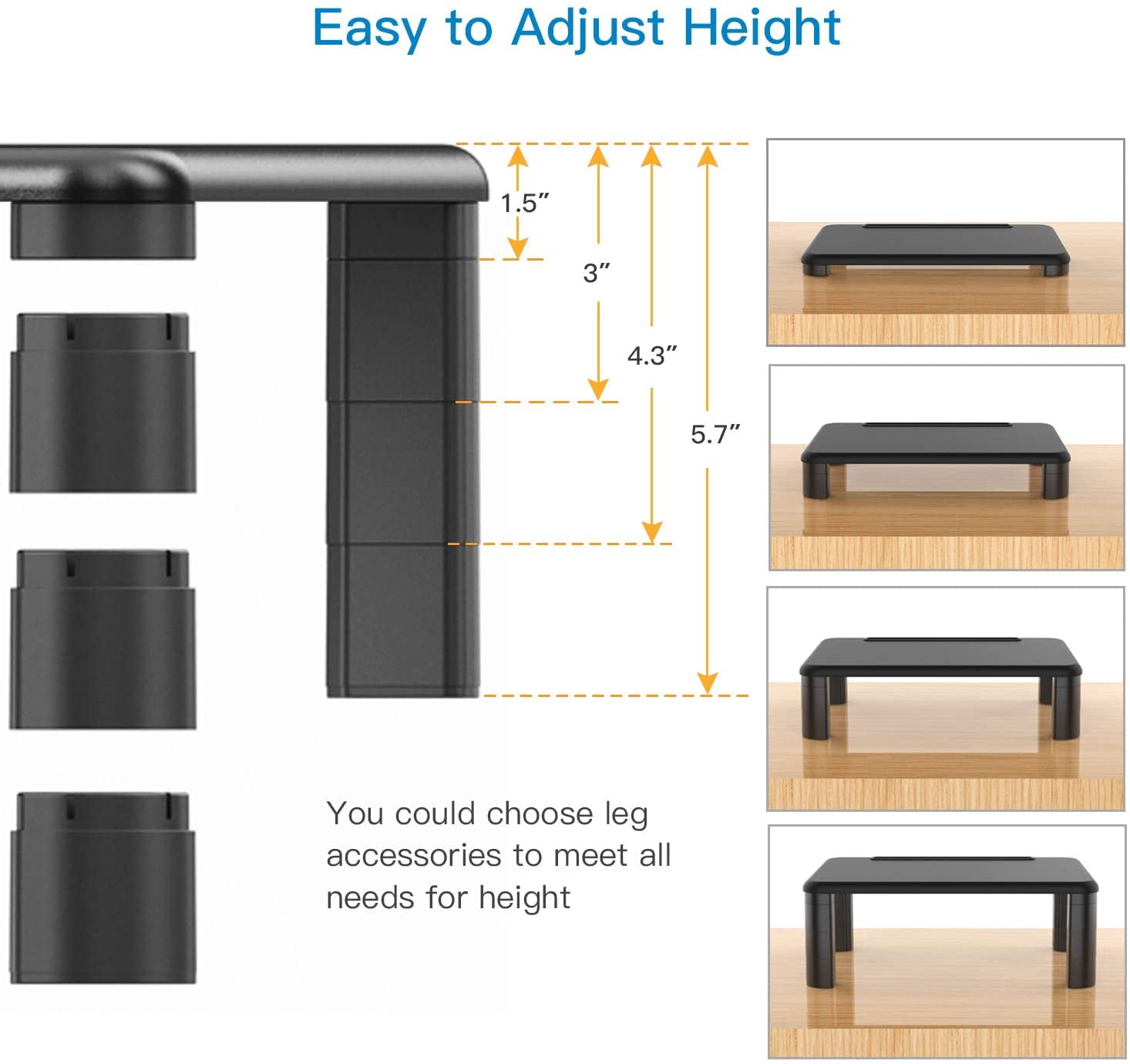 Monitor Stand Riser with Adjustable Height and Storage Organizer for ...