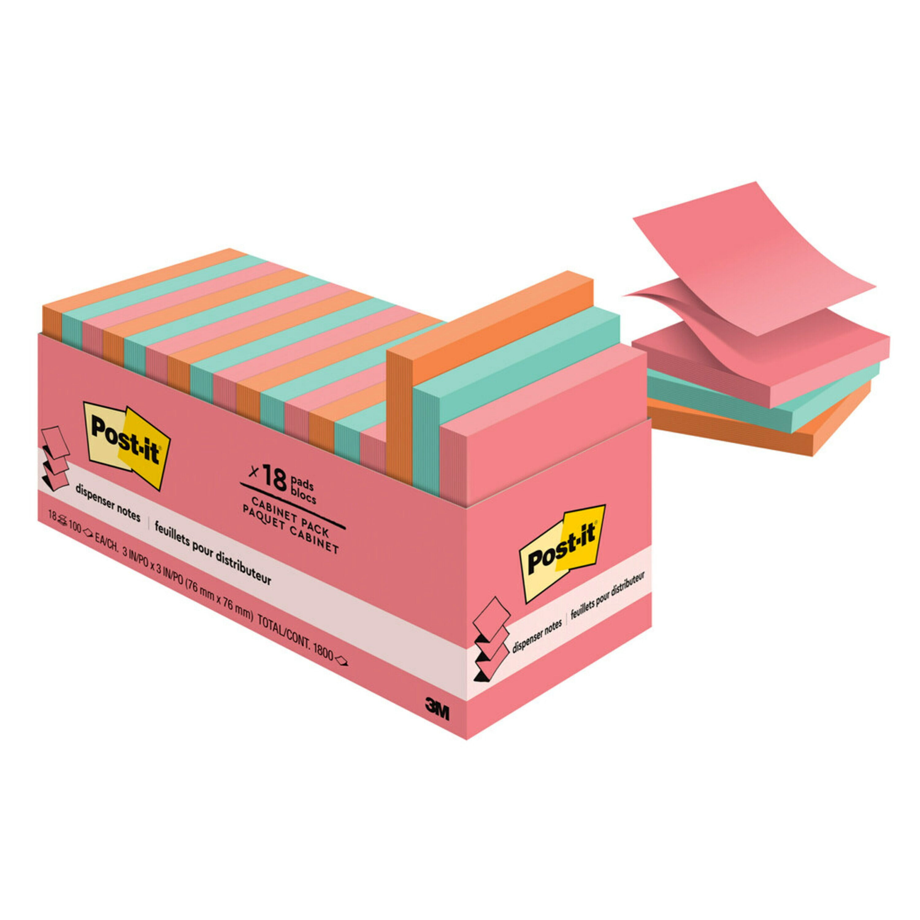 Post-it Dispenser Pop-up Notes, 3 in x 3 in, Poptimistic, 18 Pads ...