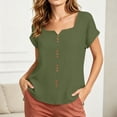 MaFYtyTPR Women's Square Neck Short Sleeve Top with Button Detail ...