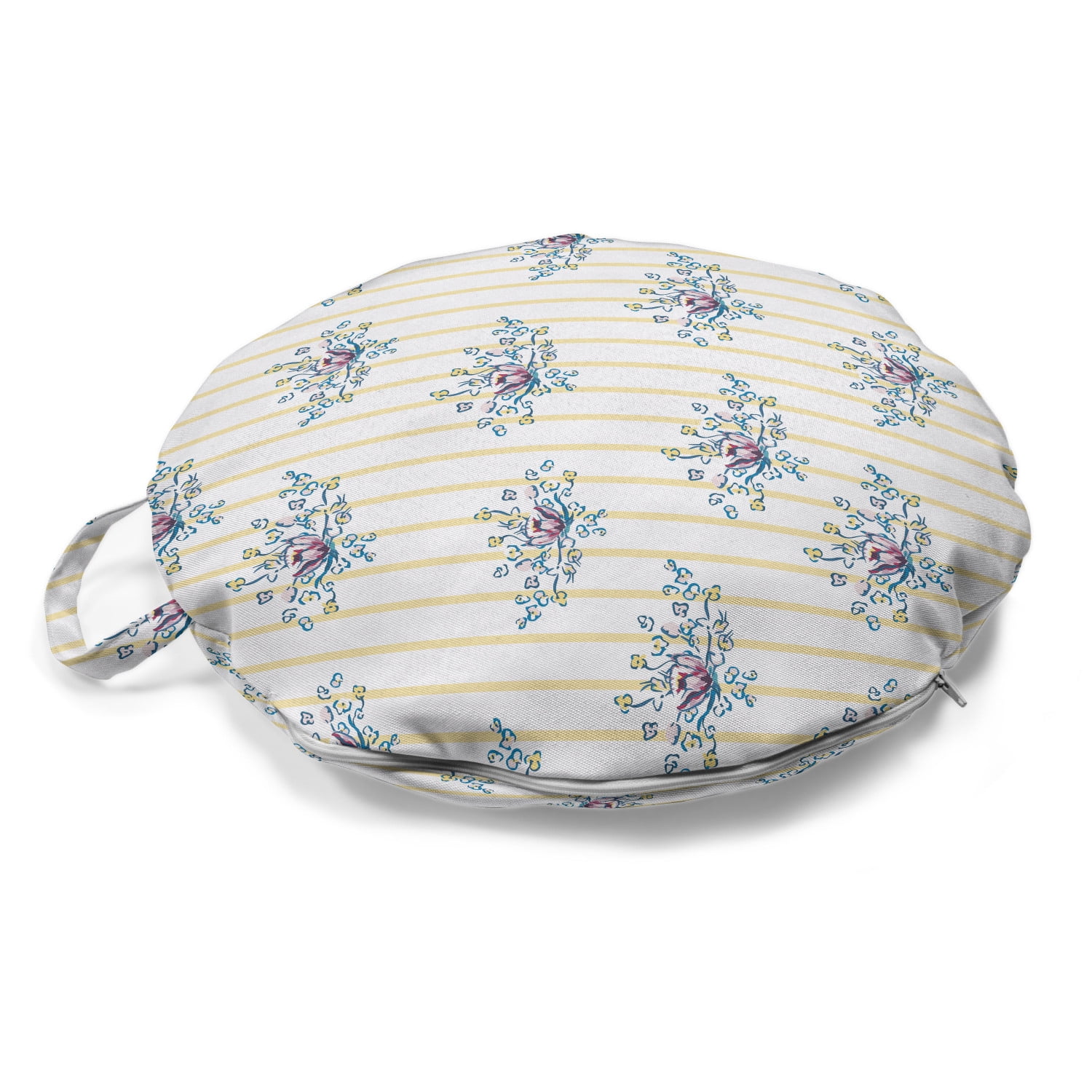 Classic Round Floor Cushion with Handle, Bridal Rose Bouquets Flowers ...