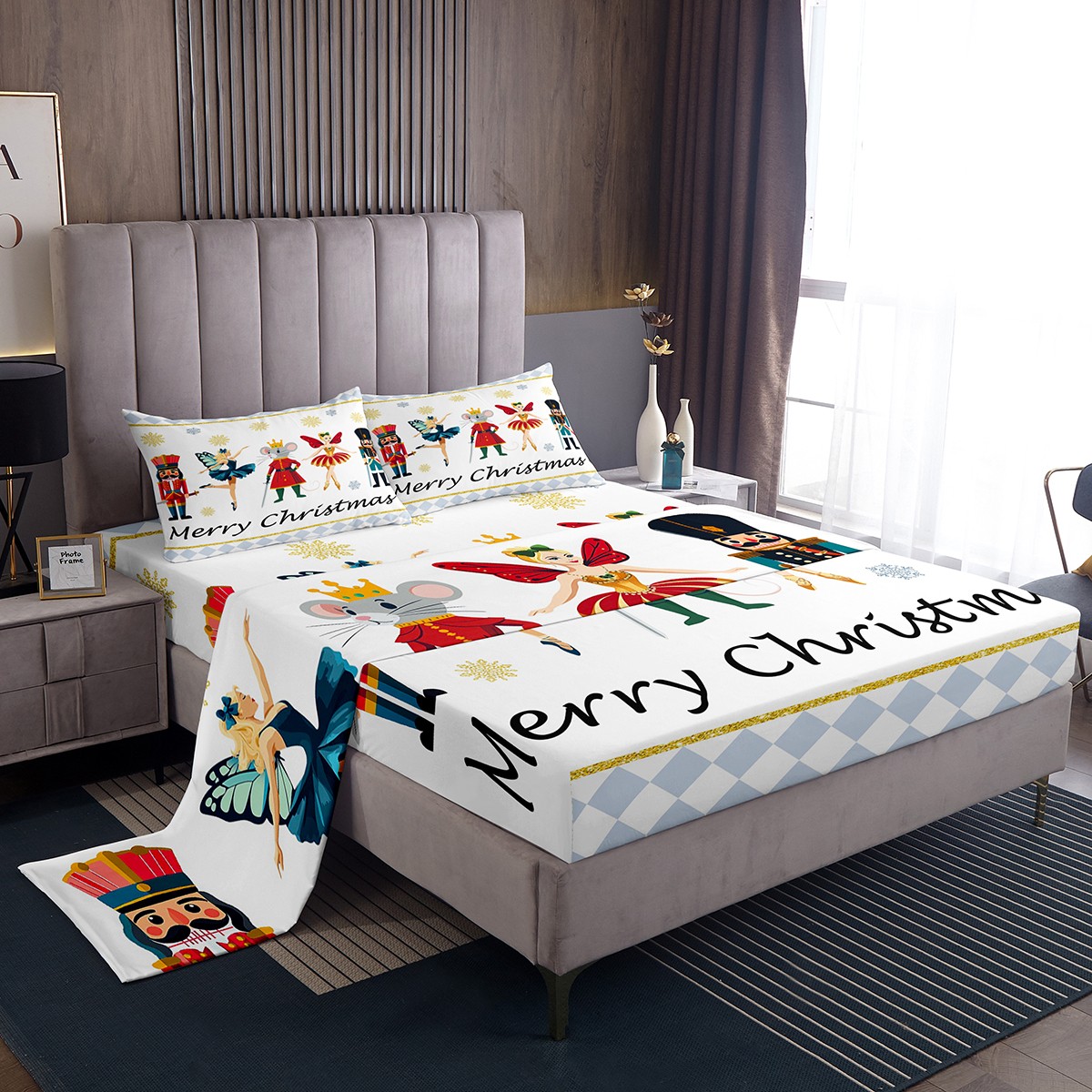 Christmas Nutcracker Bed Sheets King Size,Nutcracker Soldier Mouse ...