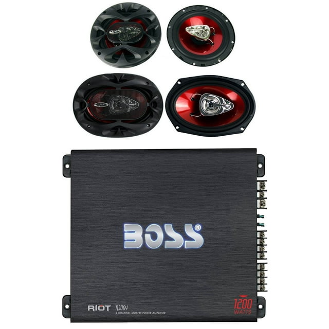 2) Boss CH6530 6.5" 300W + 2) CH6930 6x9" 350W 3-Way Speakers + R3004 ...