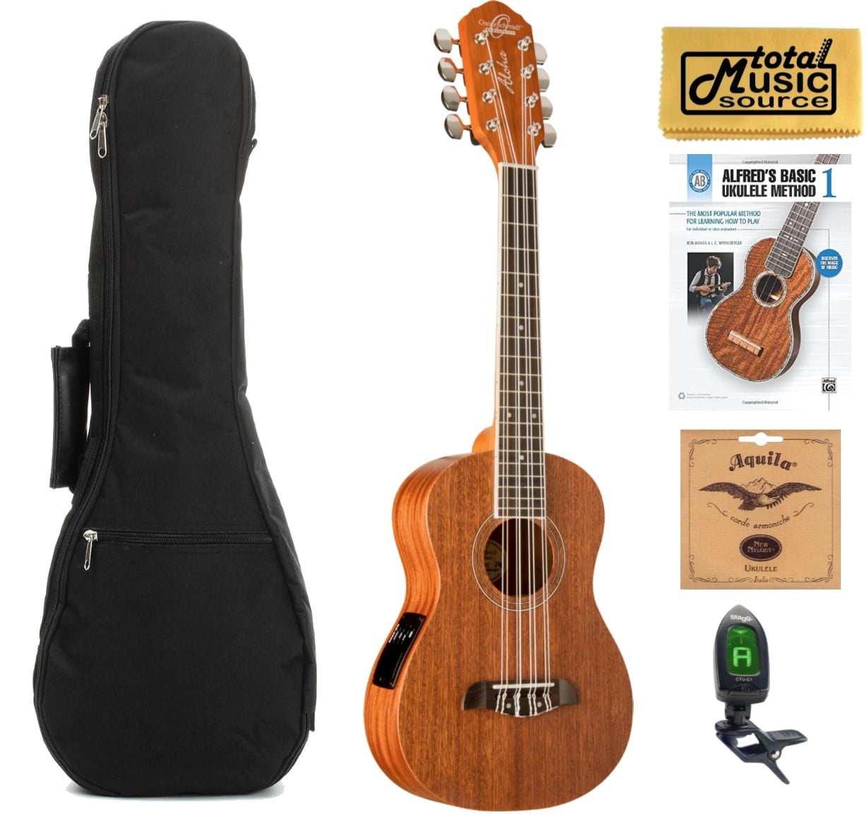 Oscar Schmidt OU28TE Tenor 8 String Electric Ukulele w/Padded Gigbag ...