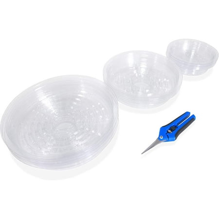 | Clear Plant Pot Saucer Drip Trays + Plant Snippers - 16 Piece Multi ...