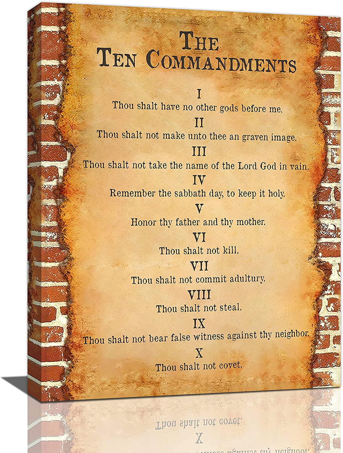 Jinflower Ten Commandments Wall Art Motivational 10 Decor Rustic ...