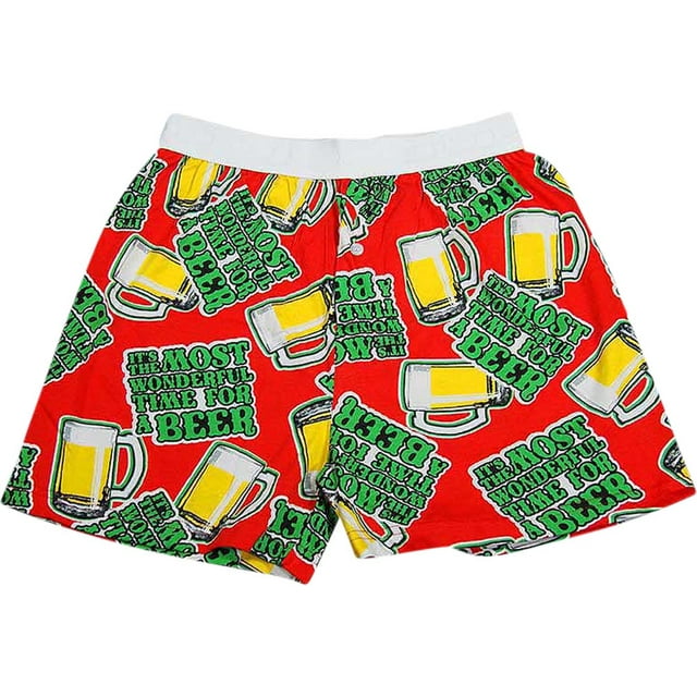 Fun Boxers Mens Holiday Beer Print Boxers Underwear Adult Male Sleep ...