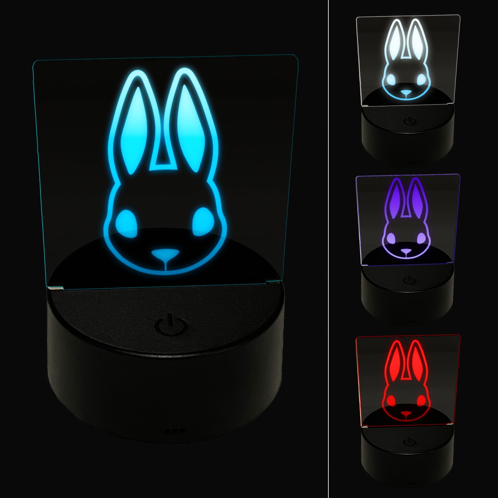 Cute Bunny Rabbit Head LED Night Light Sign 3D Illusion Desk Nightstand ...
