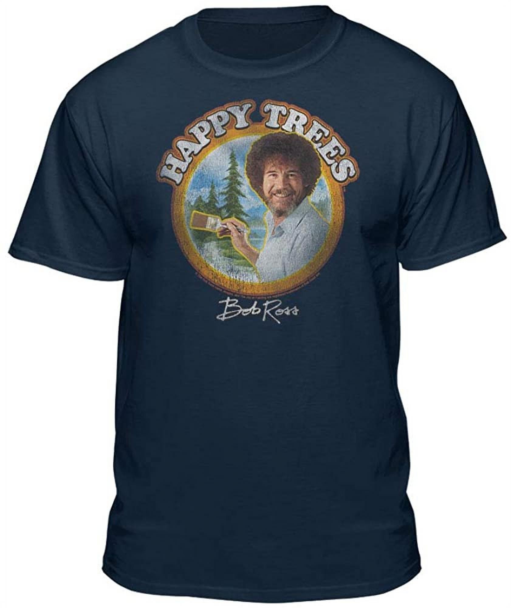 Teelocity Bob Ross Happy Trees Navy Short Sleeve Graphic Tee - Walmart.com