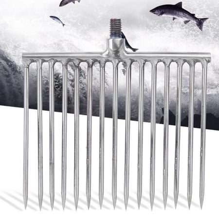 Wchiuoe 15 Prong Stainless Steel Harpoon Fish Spear Gig Fork For ...