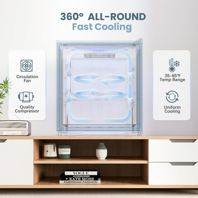 Manastin 65 Can Beverage Refrigerator Cooler 1.76 Cu.Ft Mini Fridge with Glass Door Adjustable Shelves Perfect for Home Office or Bar Size 1.77