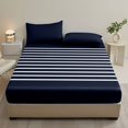 3pcs Striped Printed Bedding Set - Soft & Comfortable Fitted Sheet with ...