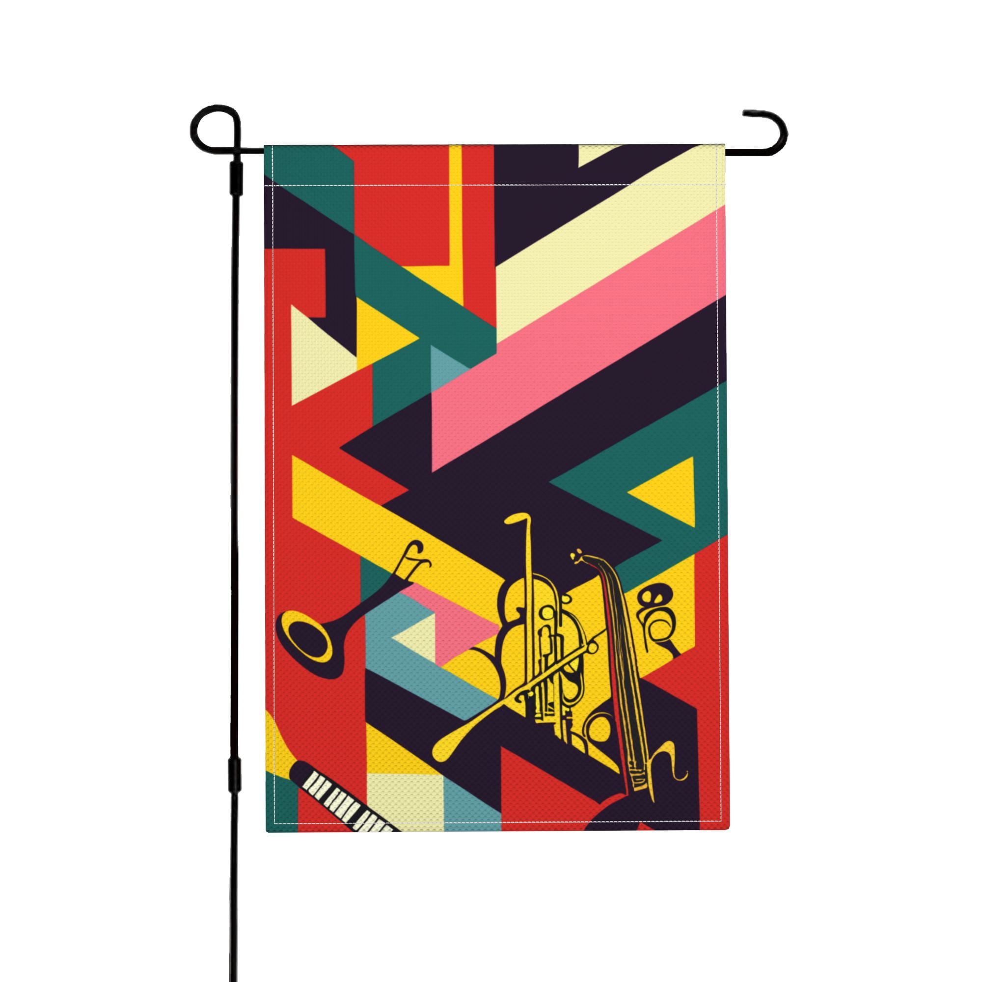 TEQUAN Abstract Jazz Notes Garden Flags, 18 x 12 inch Double Sided ...