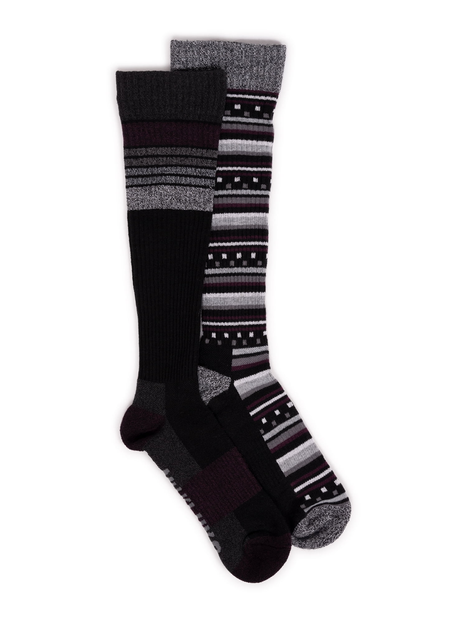 Muk Luks Women's Wide Width Cotton Knee-High Compression Socks, 2 Pair ...