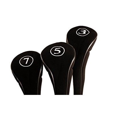 black golf zipper head covers 3 5 7 fairway woods headcovers metal ...