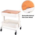 2-Tier Metal Utility Rolling Cart Storage Side End Table with Cover ...