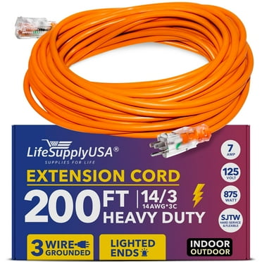 Hyper Tough 25FT 16AWG 3 Prong Orange Single Outlet Outdoor Extension ...