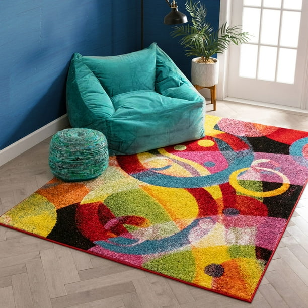 Bubble Bright Multi Circles Yellow Blue Red Abstract Geometric Lines ...