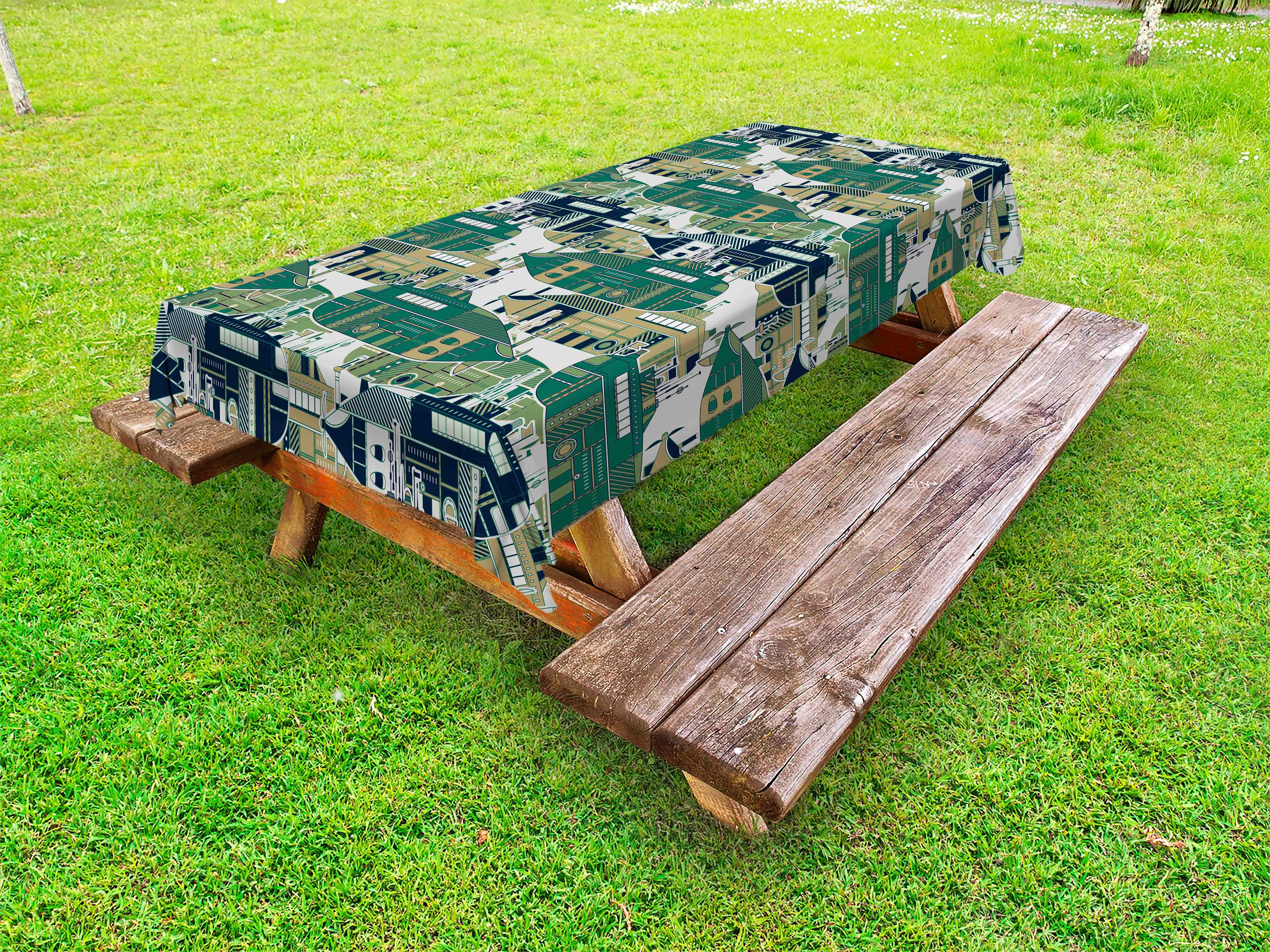 Retro Outdoor Tablecloth, Old School Submarine Concept with Torpedoes ...