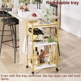 3-Tier Gold Bar Cart with Removable Tray, Small Bar Carts with Wheels ...