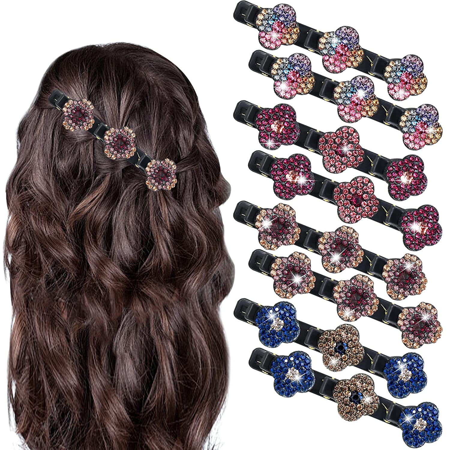 8PCS Satin Fabric Hair Bands, Four-Leaf Clover Chopped Hairpin Duckbill ...
