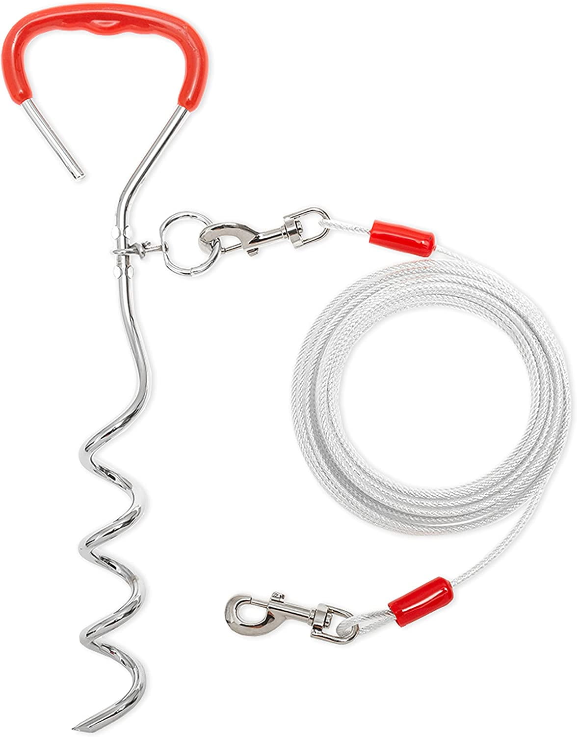 20FT Dog Tie Out Cable and Stake Heavy Duty Long Dog Leash for Meidum ...