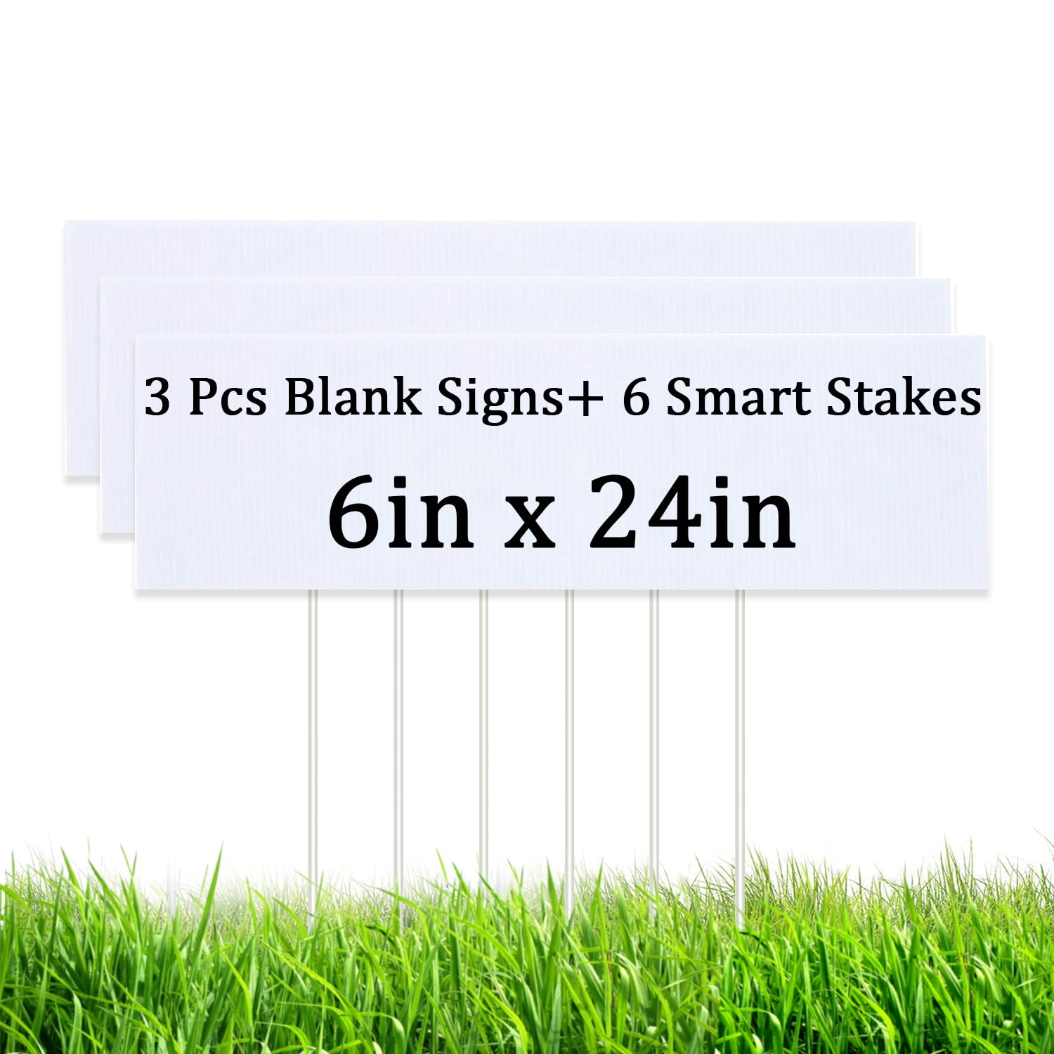 Blank Yard Signs with Stakes,3 Pack Plain Custom Lawn Signs 6x24 in ...