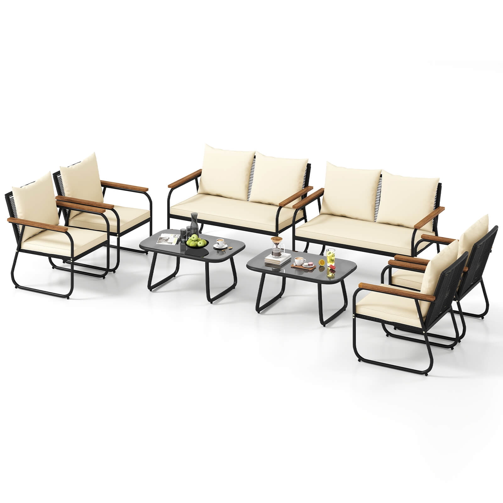 Click here for Costway 8 Pcs Patio Furniture Set With Tempered Gl... prices