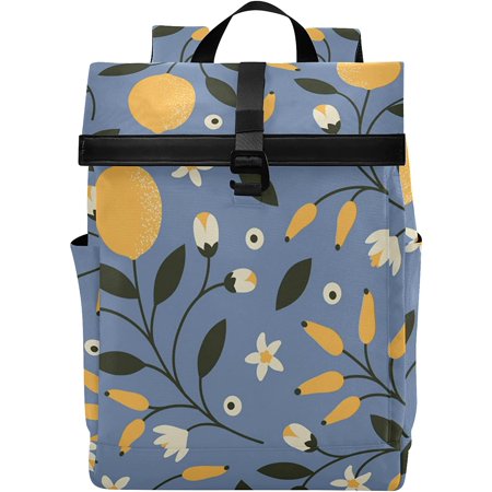 Fresh Lemon Tree Branches Pattern Backpack Roll Top Daypack Laptop Work ...