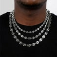 HIJONES Unisex Stainless Steel Hip Hop Coffee Bean Oval Button Chain ...