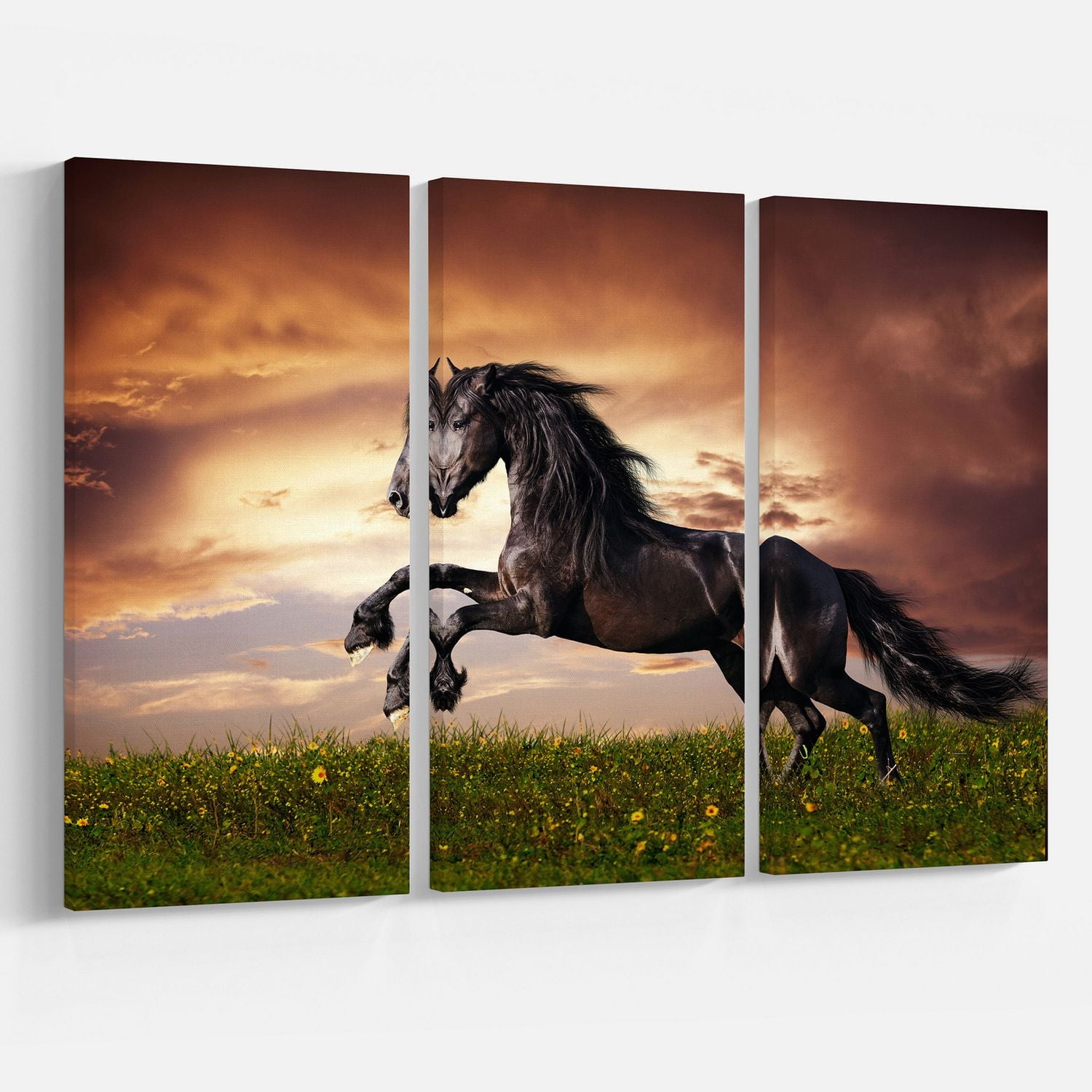 Click here for Designart Design Art Black Friesian Horse Gallop C... prices