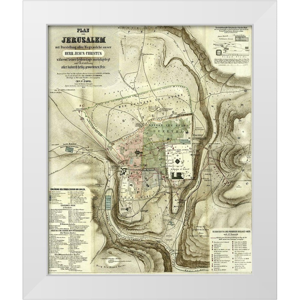 Vintage Maps 26x31 White Modern Wood Framed Museum Art Print Titled ...