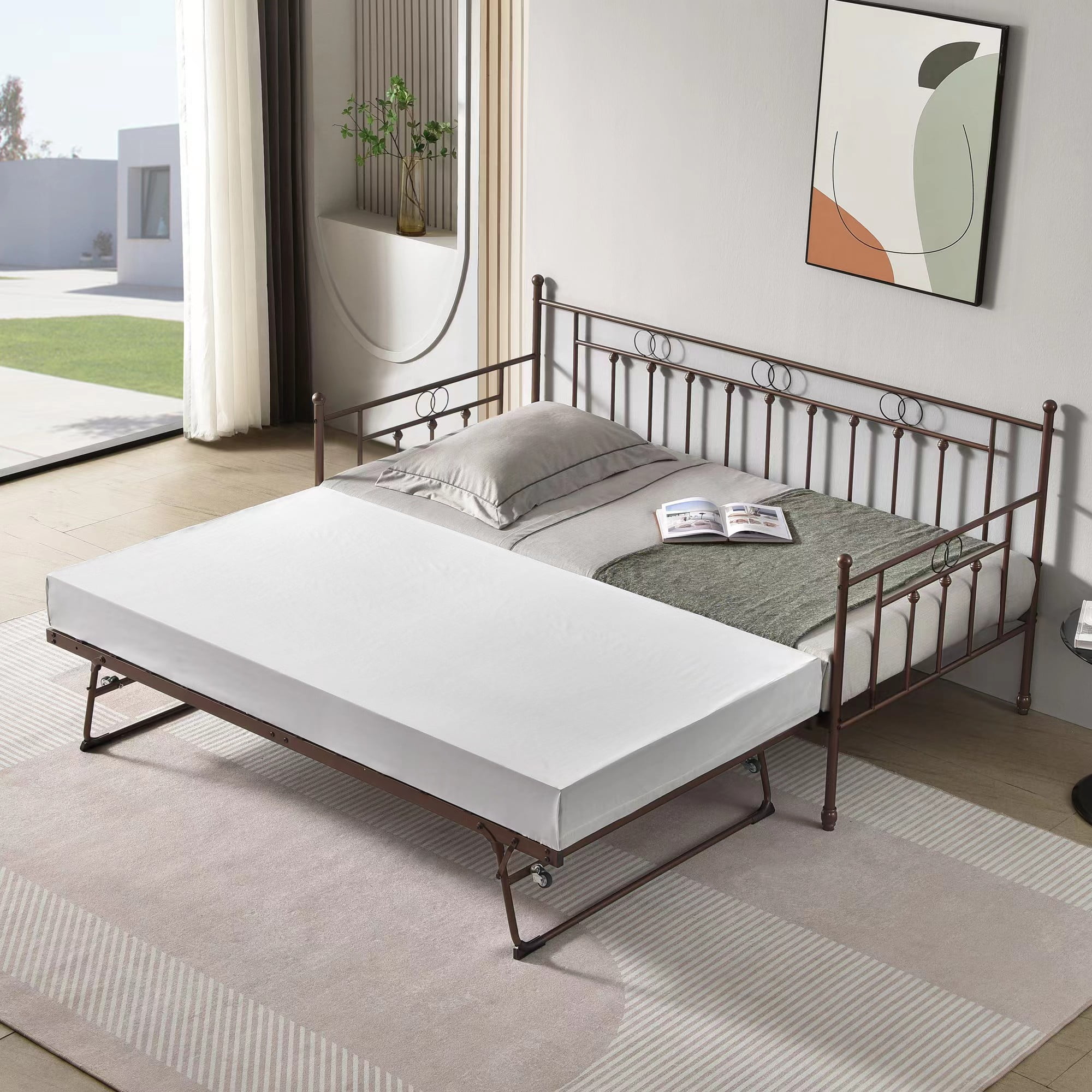 Fulljojor Twin Size Daybed, Heavy Duty Metal Day Bed for Adults, with ...