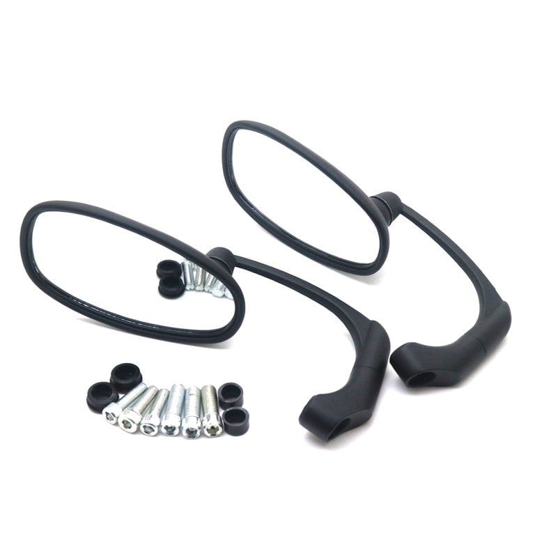 Motorcycle Black L Bar Retro Oval Rearview Side Mirror E9 Mark For Gn