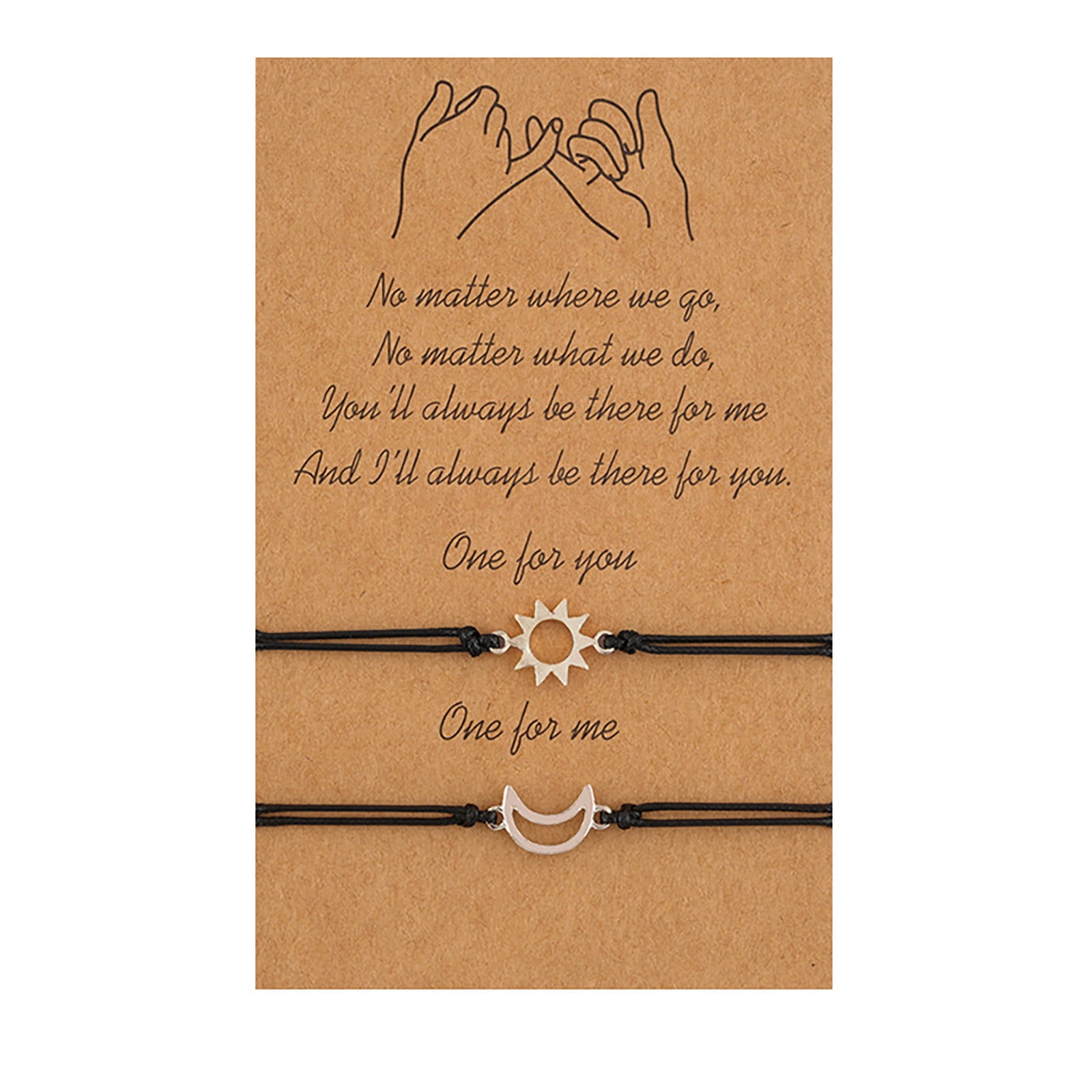 jewelry for women Friend Bracelet 2 Matching Sun Moon Cards Adjustable ...