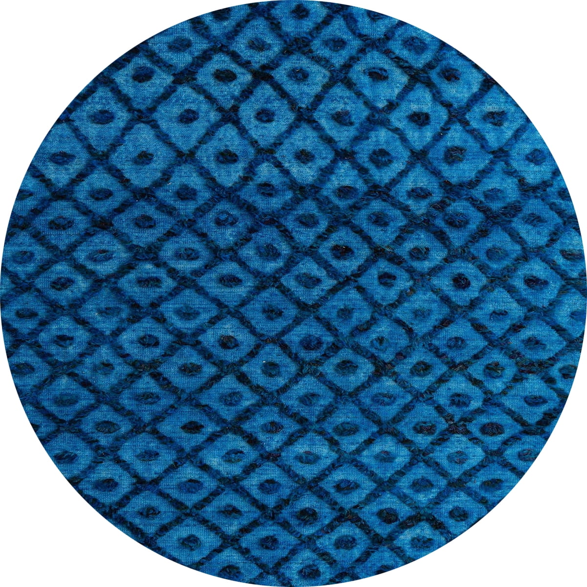 Ahgly Company Indoor Round Abstract Neon Blue Abstract Area Rugs, 8 ...