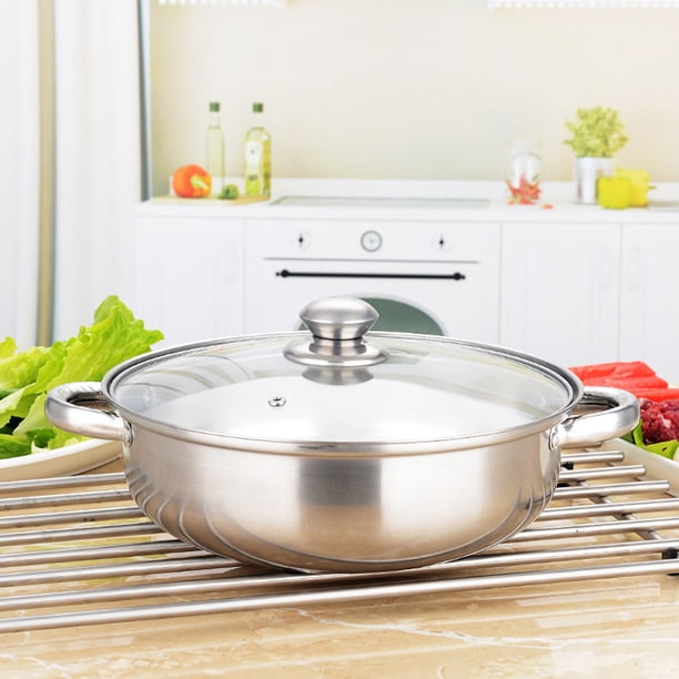 28CM Soup Steam Pot 2 Layers Thick Stainless Steel Pot with Lid for ...