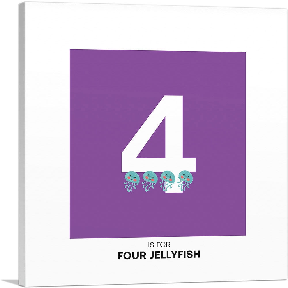 ARTCANVAS Kids Animal Alphabet Number 4 Four Numeral Canvas Art Print ...