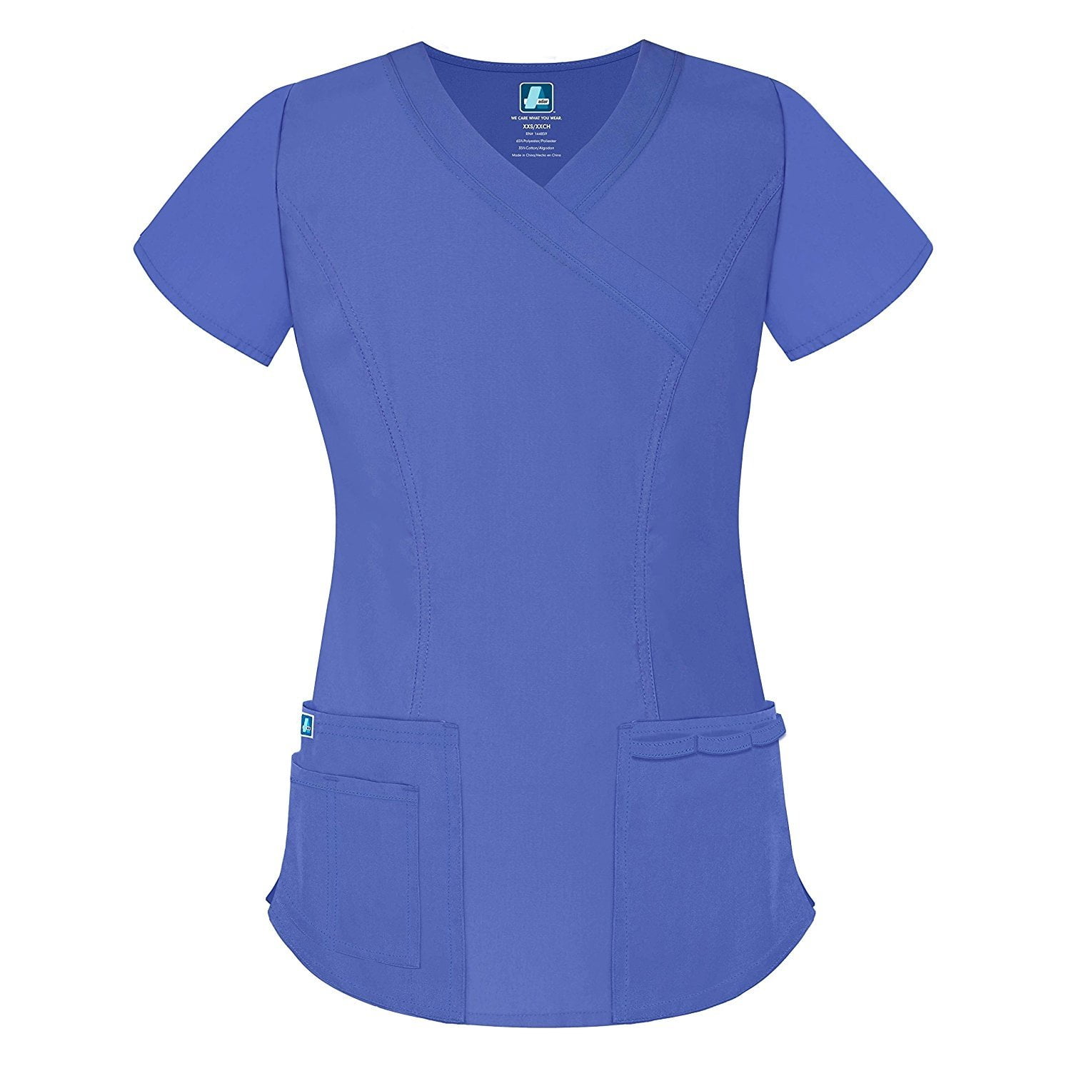 Adar Universal Womens Double Stitched Mock Wrap Scrub Top - Walmart.com