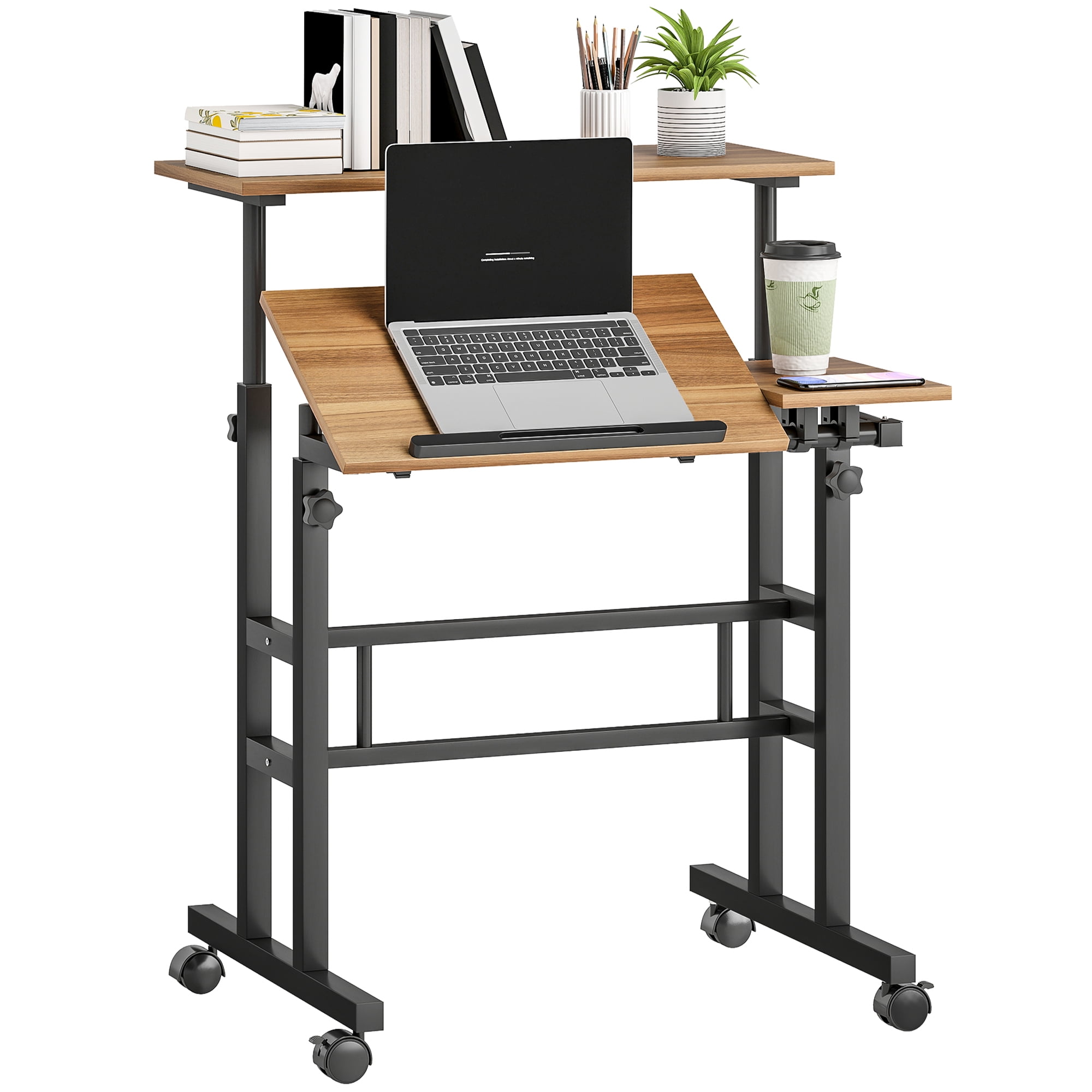 Click here for Homcom Stand Up Desk  Height Adjustable Rolling Co... prices