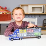 Kidplokio 7pc Blue Semi Truck Toy, Car Carrier Diecast Playset for Kids ...
