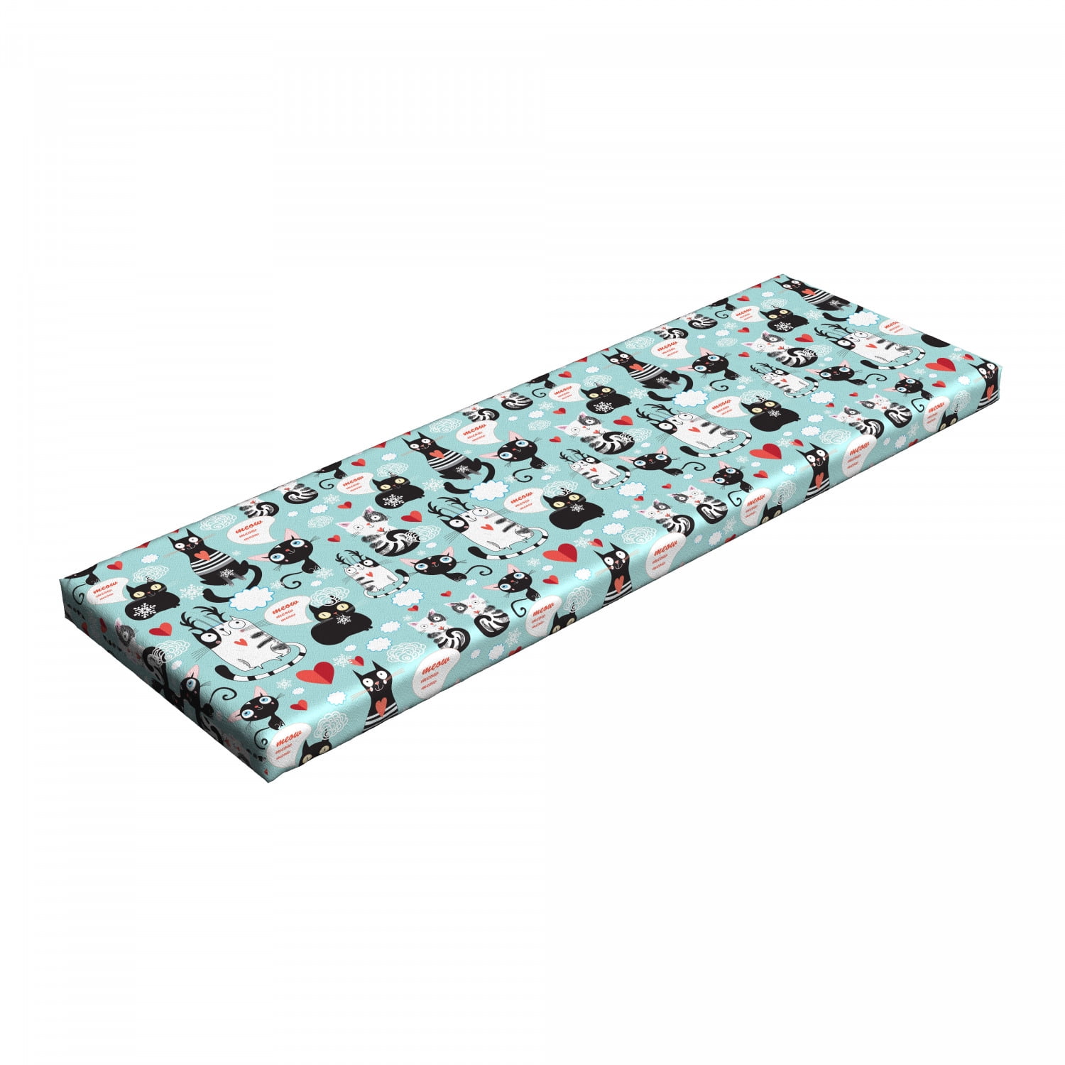 Cat Lover Bench Pad, Black and White Cats in Love Meow Print Among ...