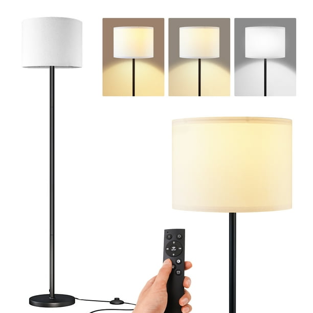 SIEPUNK Floor Lamps for Living Room with Remote, Pole Lamps with Beige ...