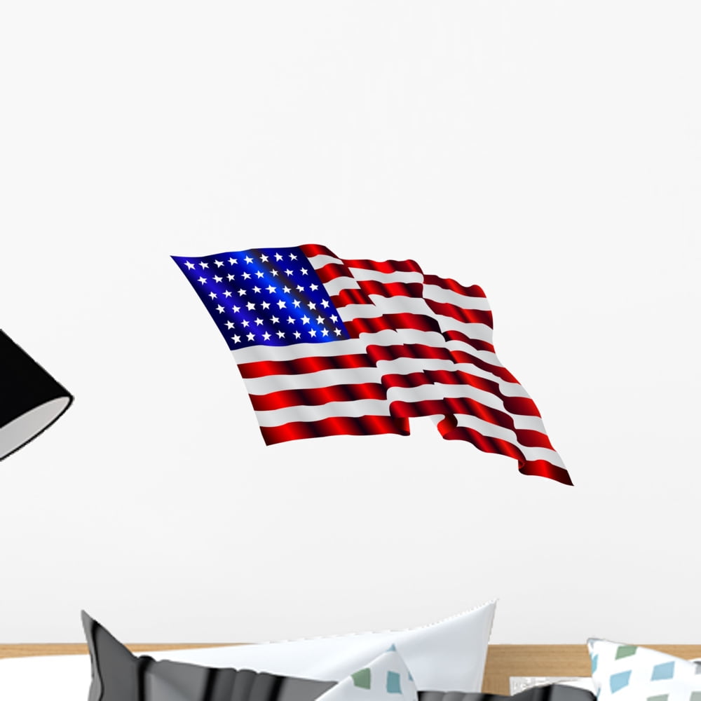 Wave American Flag Wall Decal by Wallmonkeys Peel and Stick Graphic (18 ...