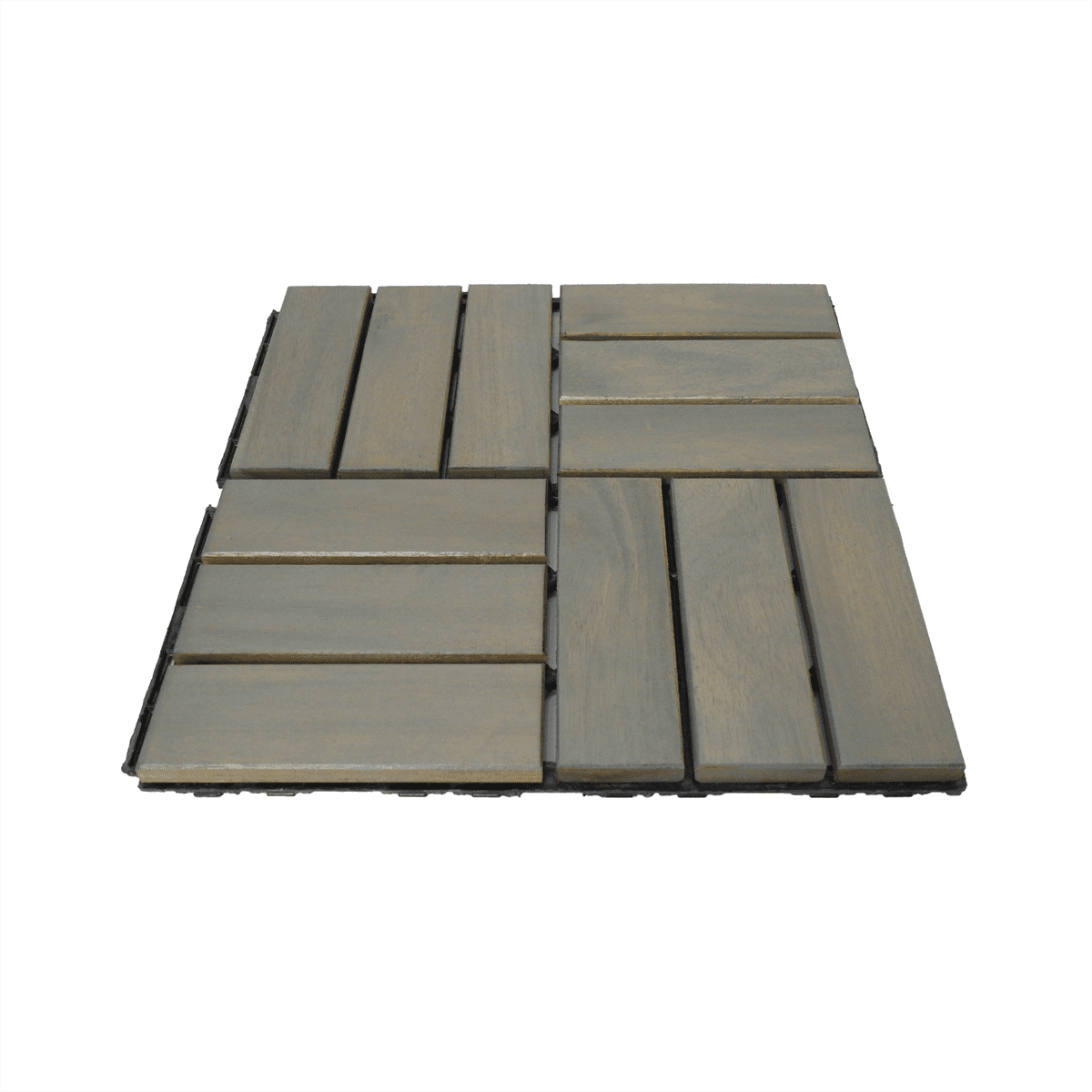 12" x 12" Light Gray Square Acacia Wood Interlocking Flooring Tiles ...